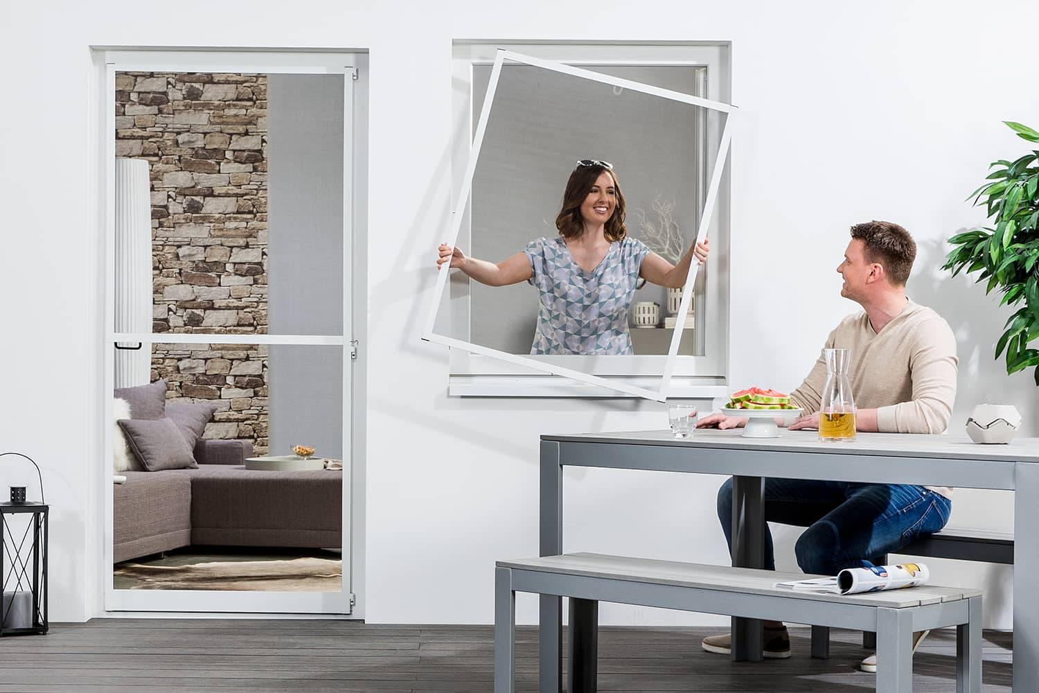 Fliegengitter-Fenster mit Rahmen | Insektenschutz Spannrahmen